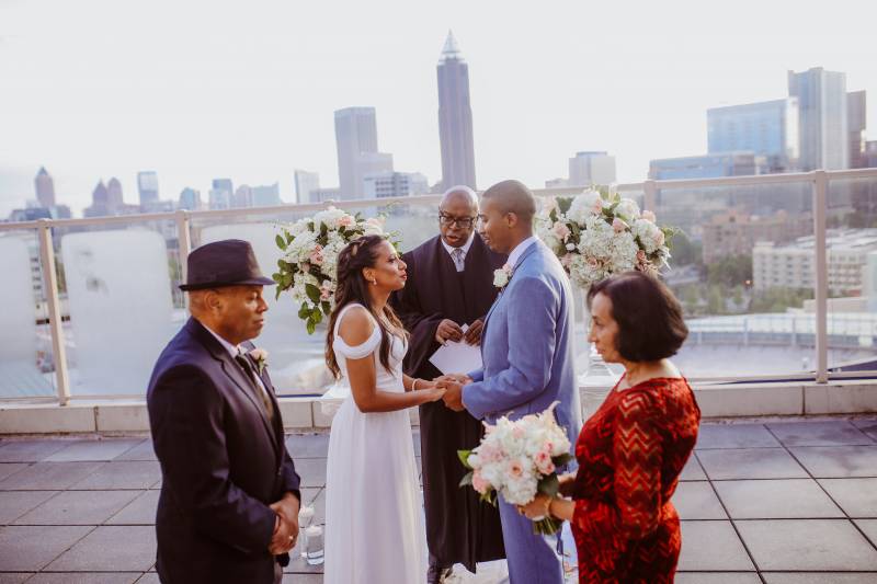A Romantic Atlanta Skyline Surprise Elopement - Black Bride